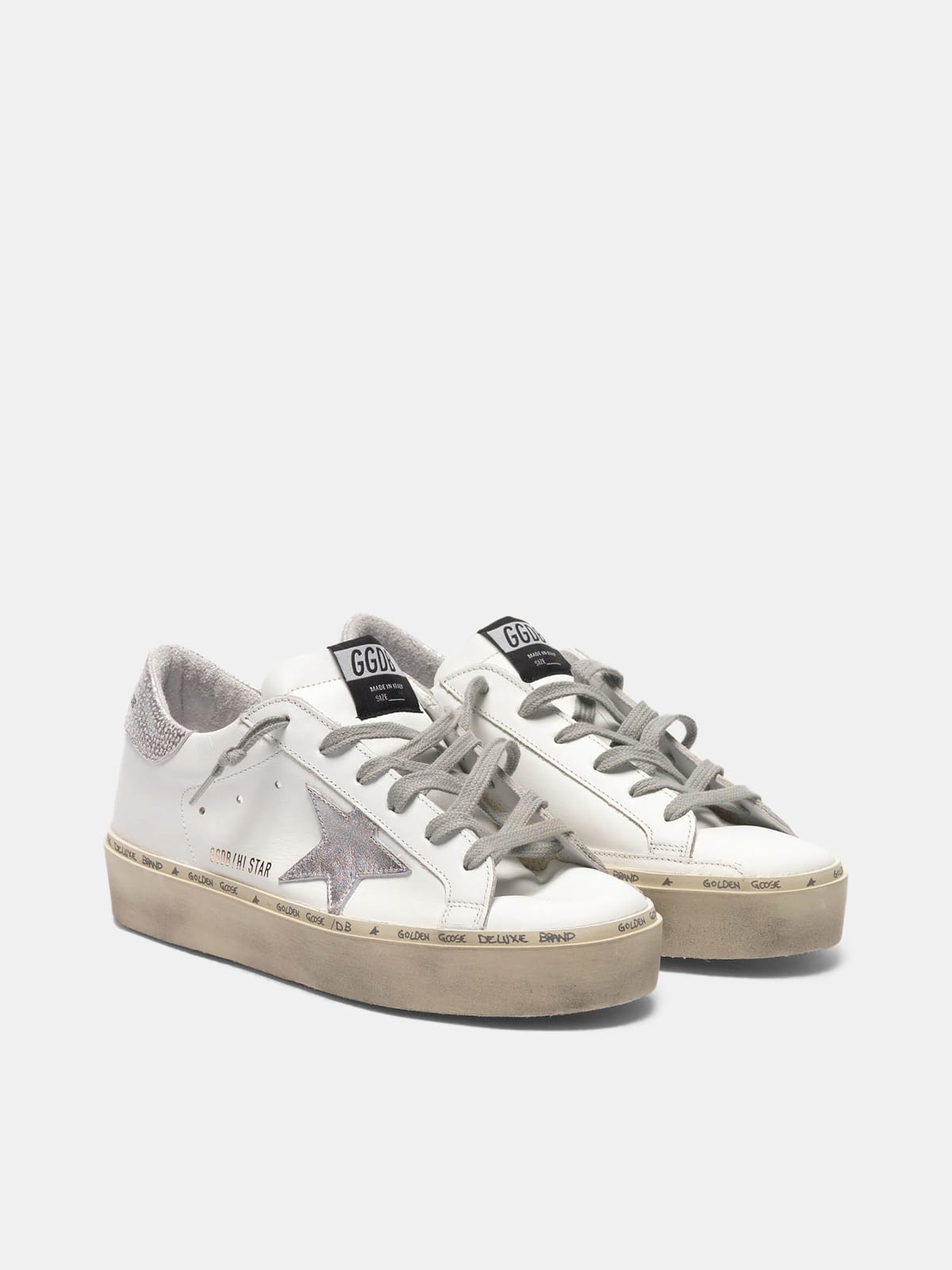 Hi Star sneakers with star and heel tab in metallic silver | Golden ...