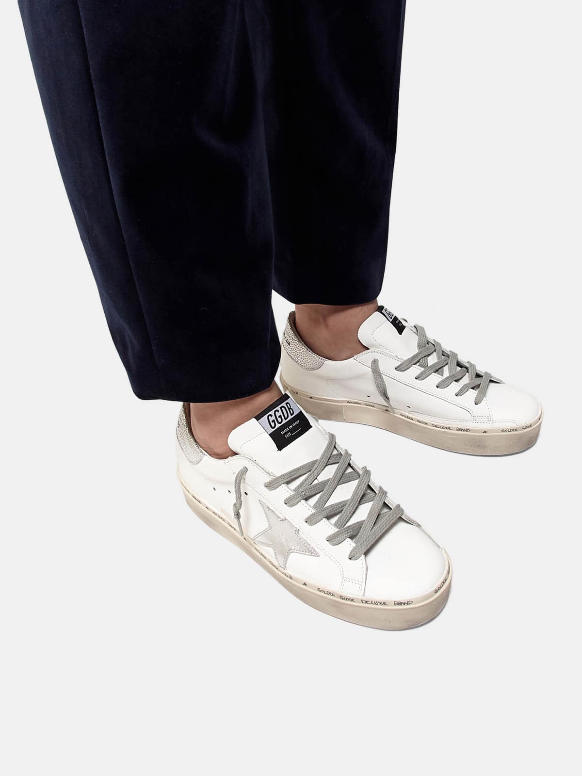 Hi Star sneakers with star and heel tab in metallic silver | Golden ...