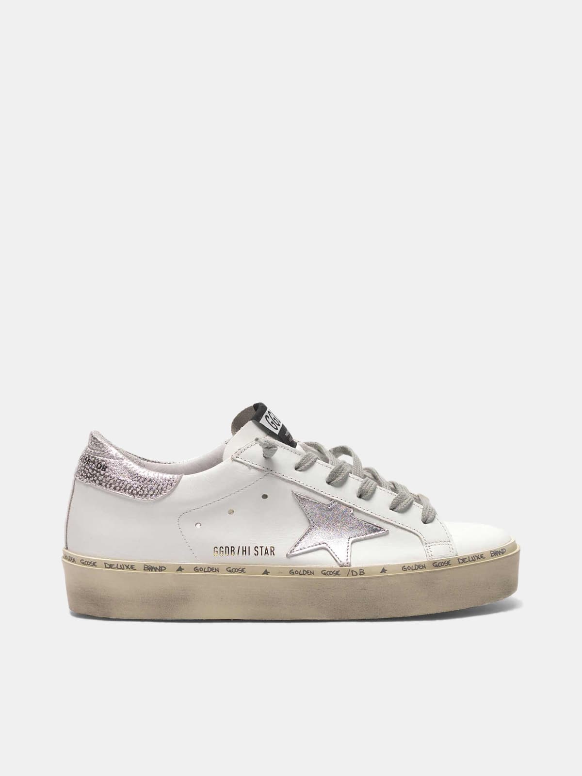 Hi Star sneakers with star and heel tab in metallic silver | Golden ...