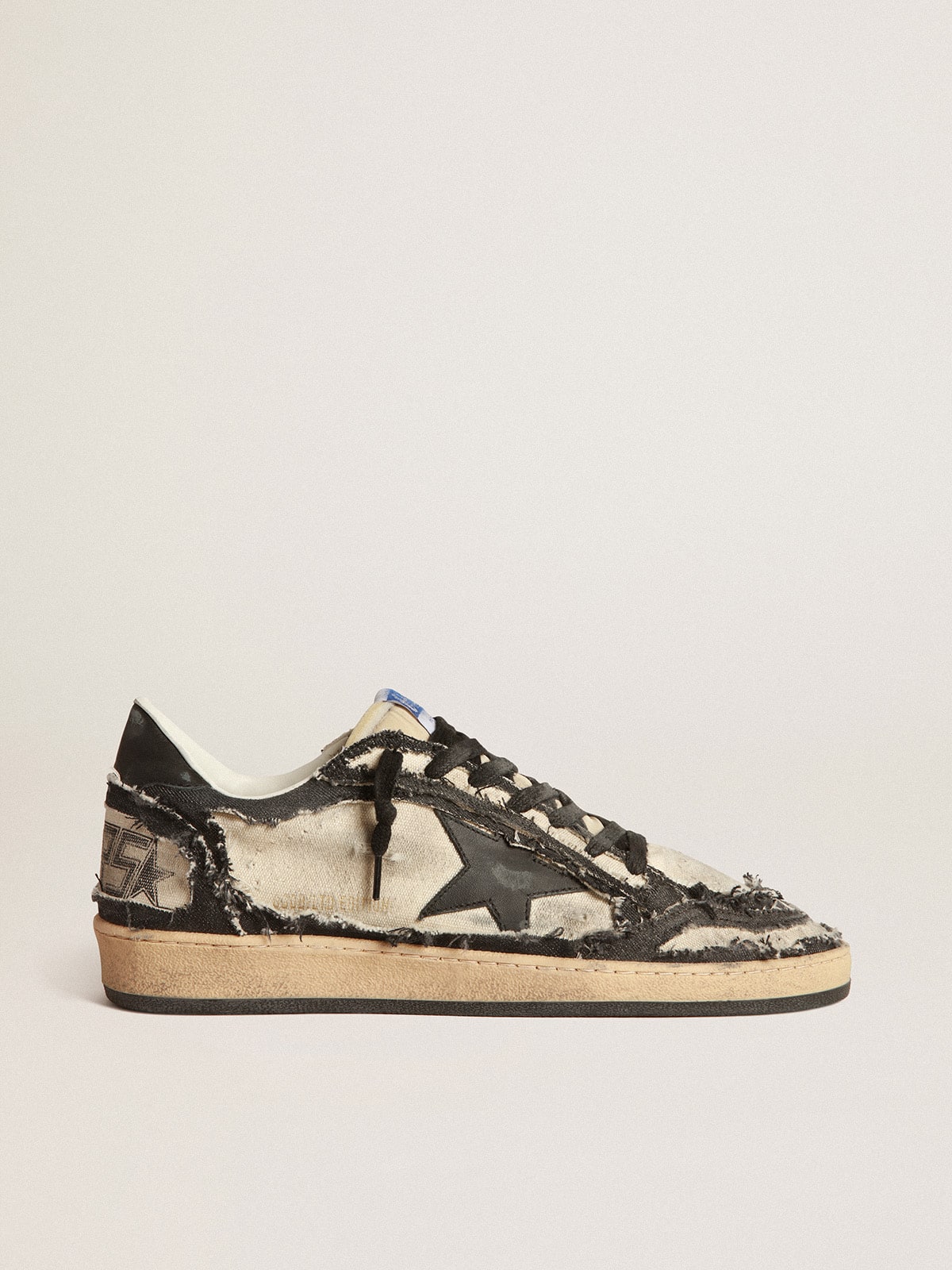 Men’s Ball Star LAB in white canvas and blue denim with black leather ...