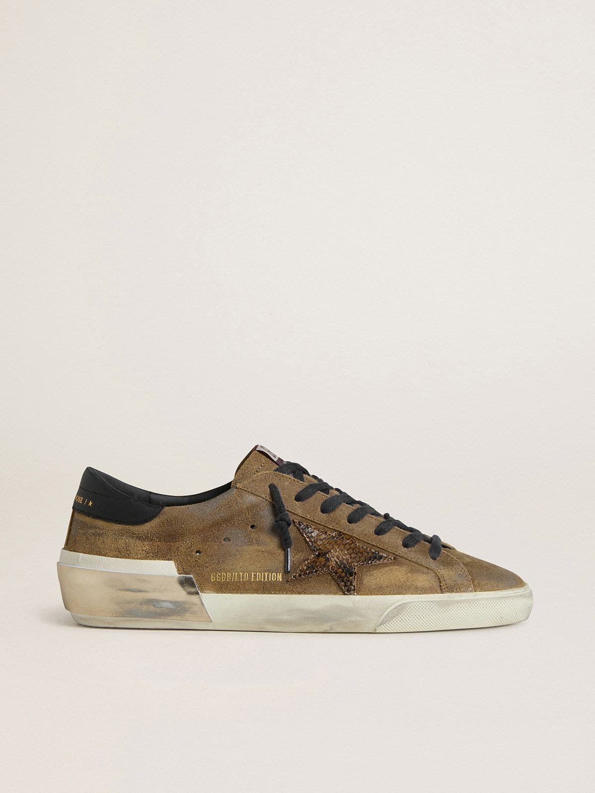Men's Super-Star LTD in waxed suede with python-print star and nappa ...