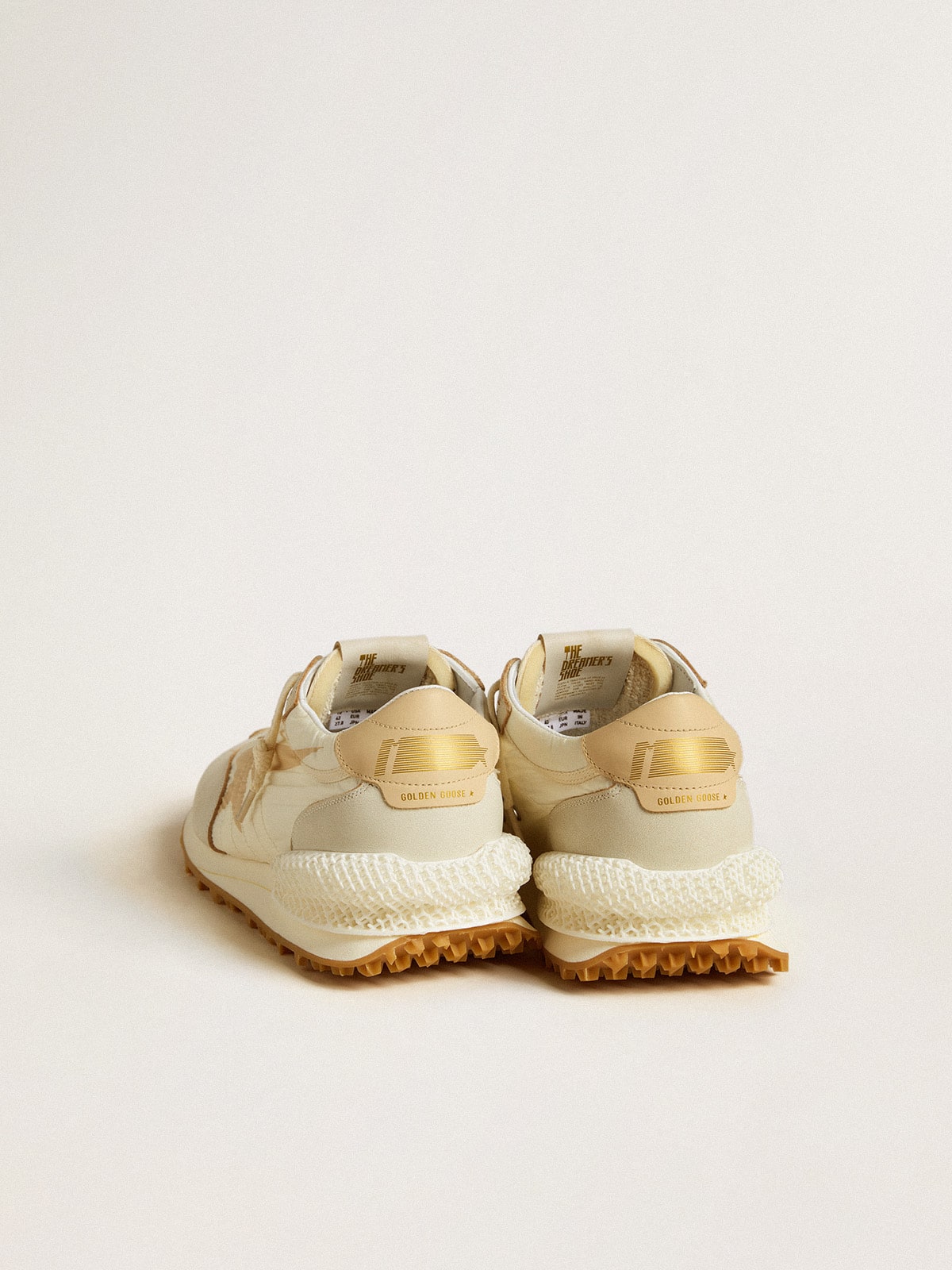 Men's Marathon in beige nylon and gray leather with beige Men's Marathon in beige nylon and gray leather with beige
