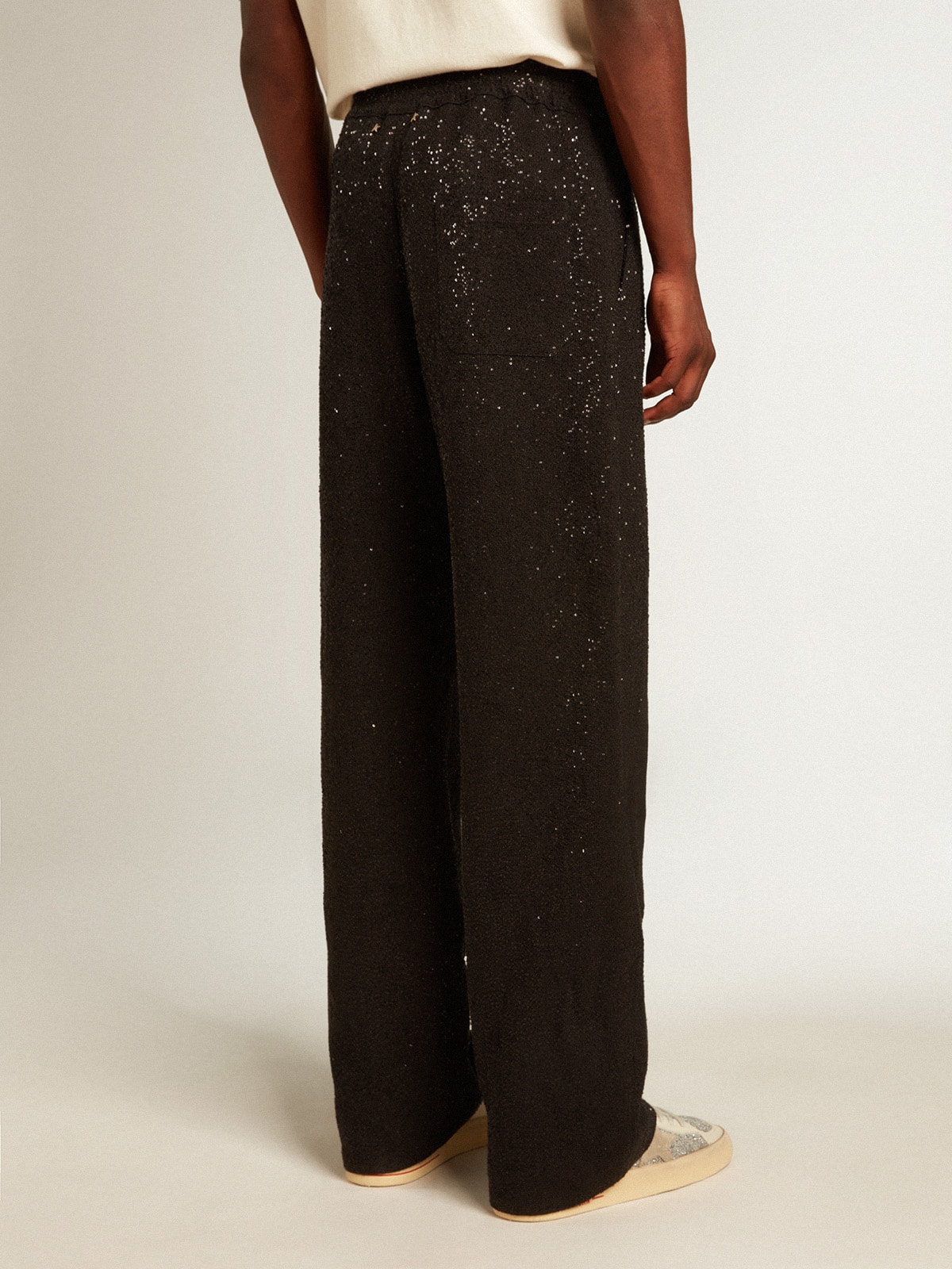 Men’s black joggers in linen blend with sequins | Golden Goose Official ...