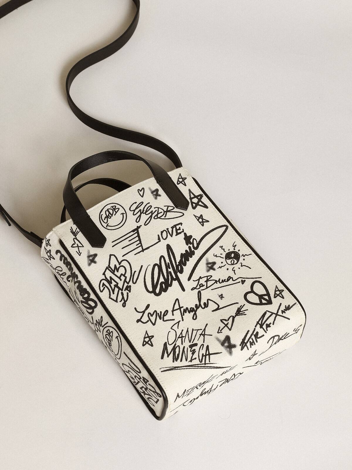 饰有黑色印花的女款迷你 California Bag 白色纯棉手袋 | Golden Goose 官方网站