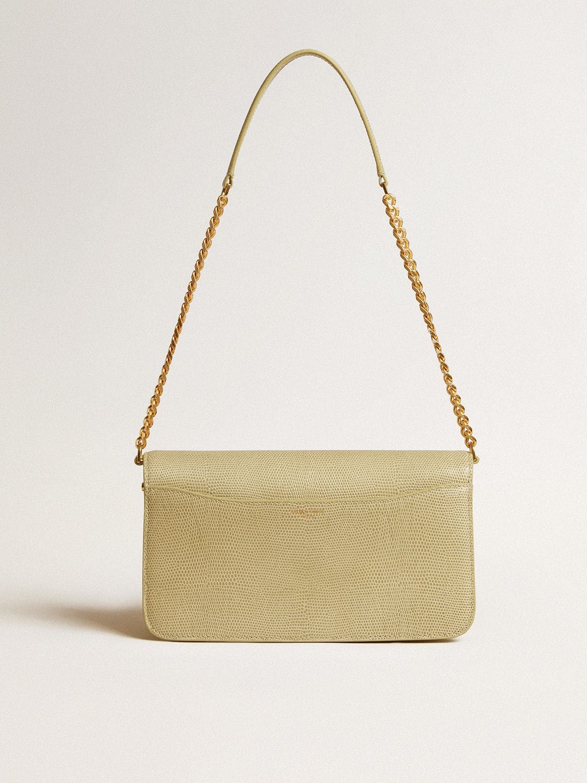 Gioia Bag in mineral-gray sheepskin leather with gold Gioia Bag in mineral-gray sheepskin leather with gold