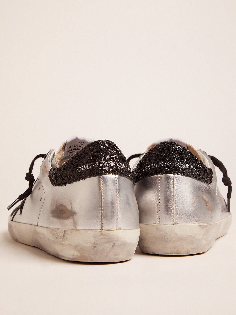 Silver Super-Star sneakers with glitter details | Golden Goose
