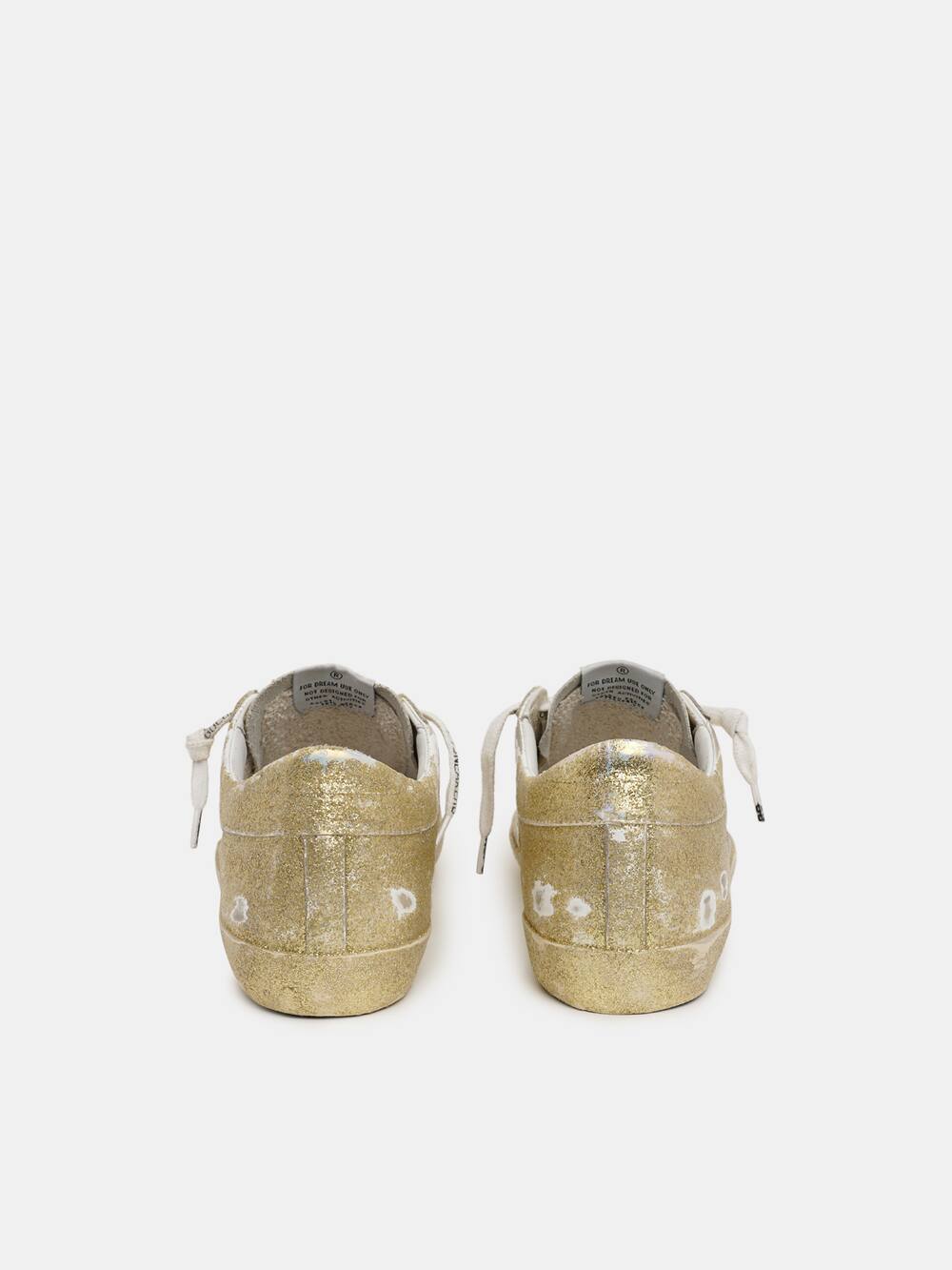 Sparkling Super-Star sneakers with gold glitter and logoed laces ...