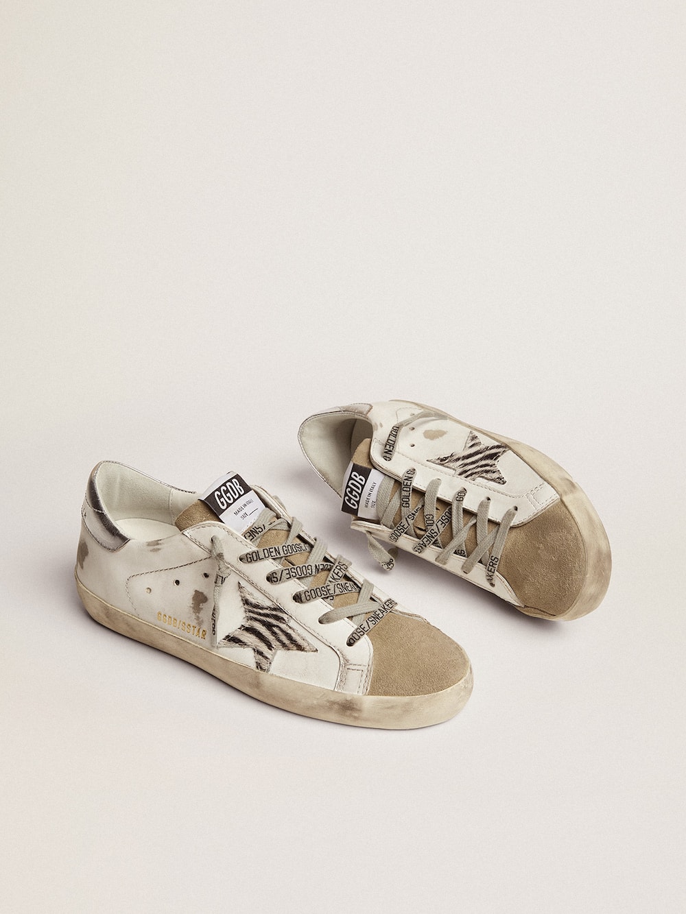 Women's Super-Star with zebra print pony skin star | Golden Goose