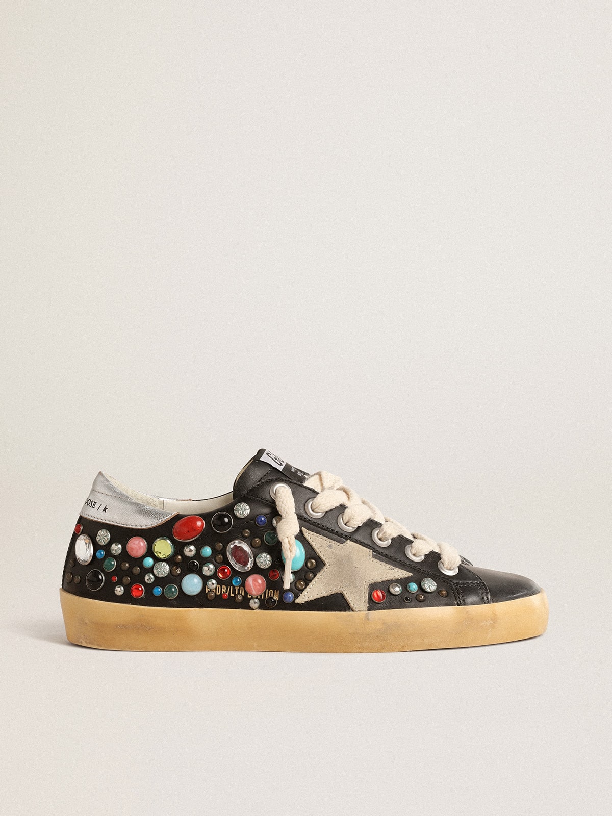 Super-Star with multicolored studs and beige suede star | Golden Goose