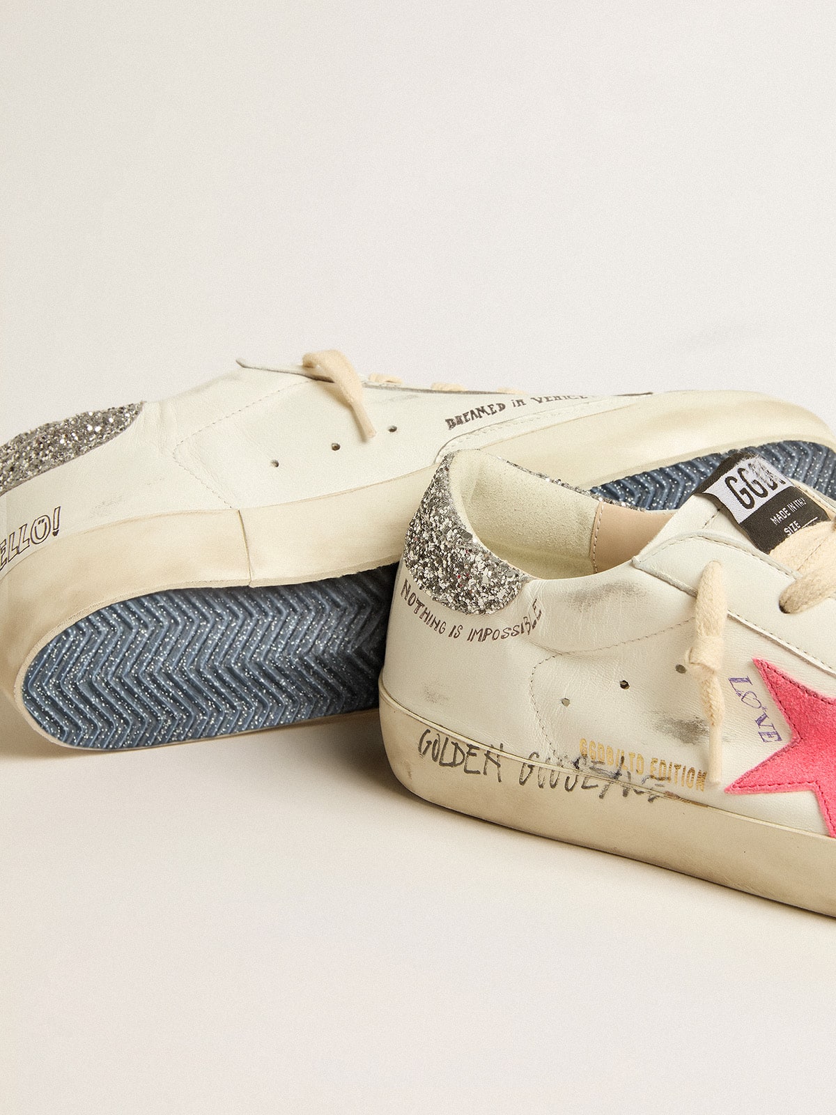 Super-Star LTD with fluorescent lobster suede star and glitter heel tab ...