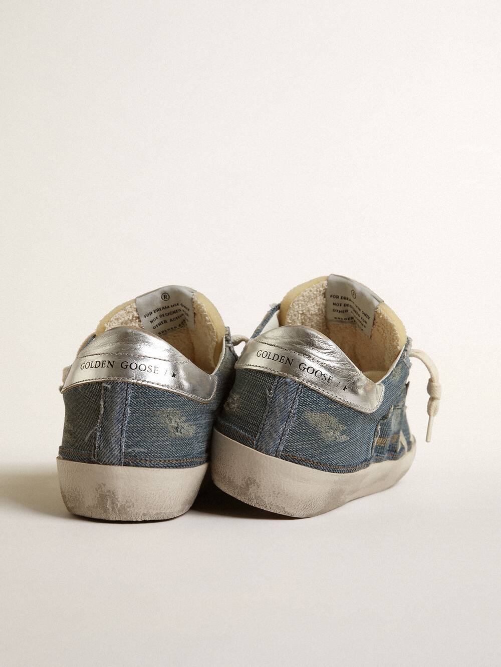Women’s Super-Star Penstar LTD in denim with silver heel tab | Golden Goose