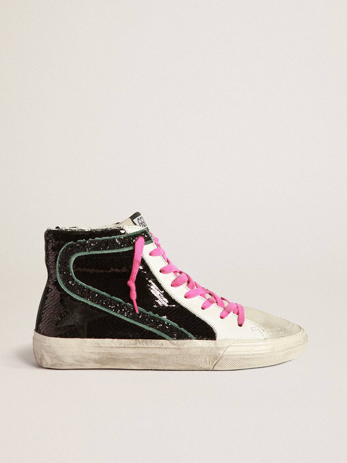 Slide sneakers with black sequins | Golden Goose Official Website