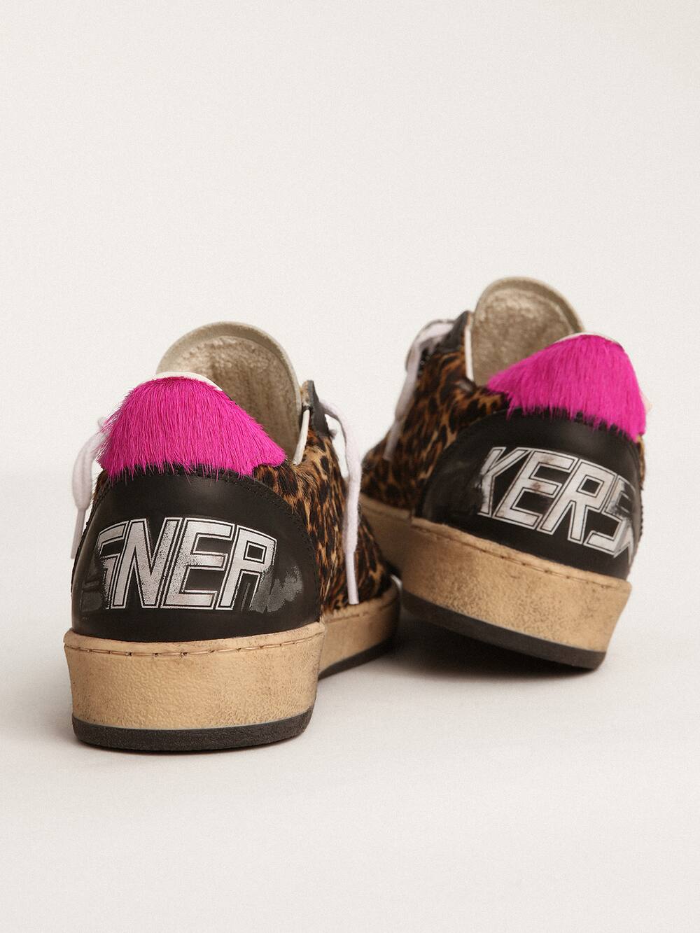 Ball Star sneakers in leopard-print pony skin with a white leather star ...