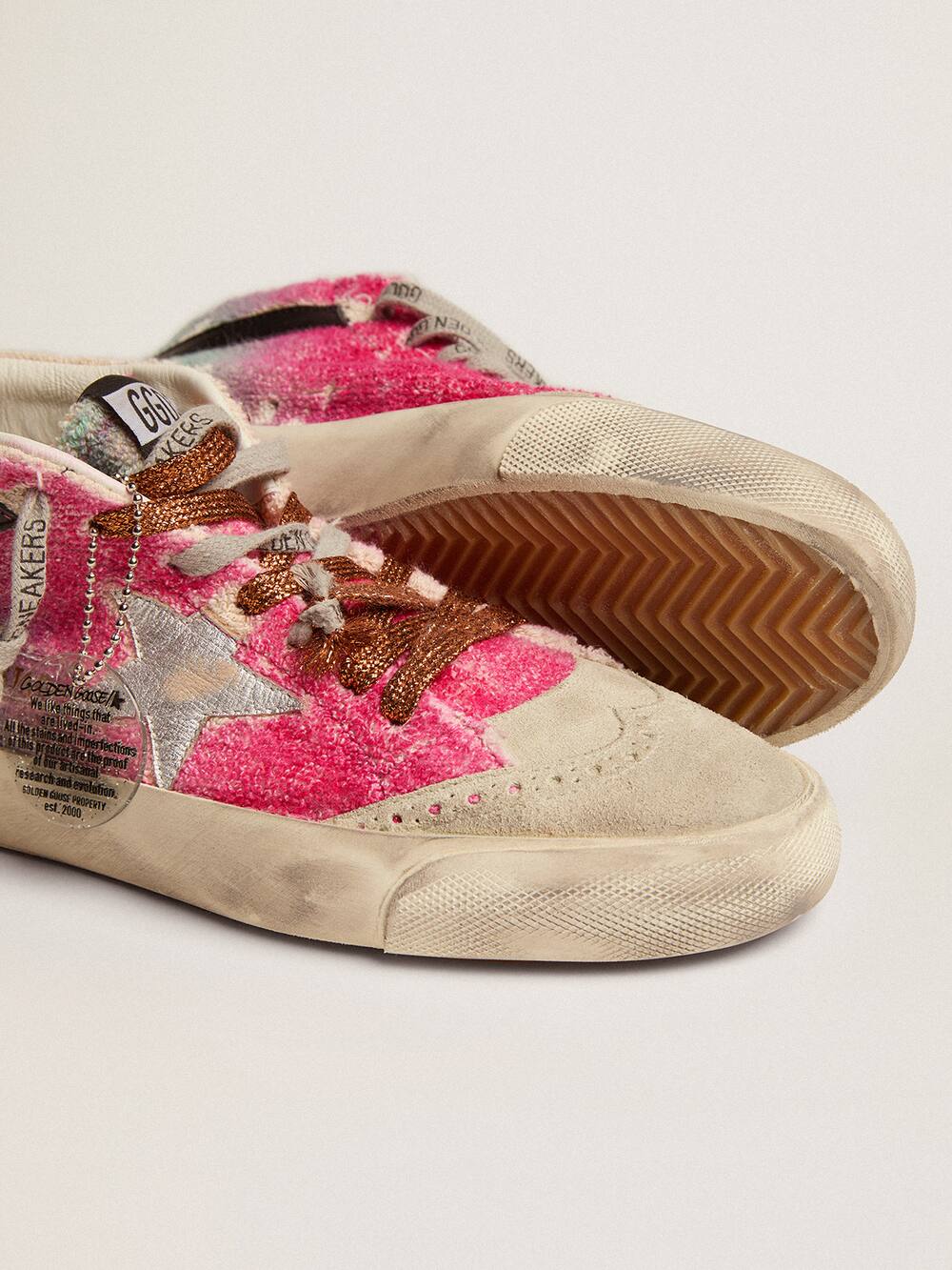 Women’s Mid Star LAB in terry with silver laminated leather star ...