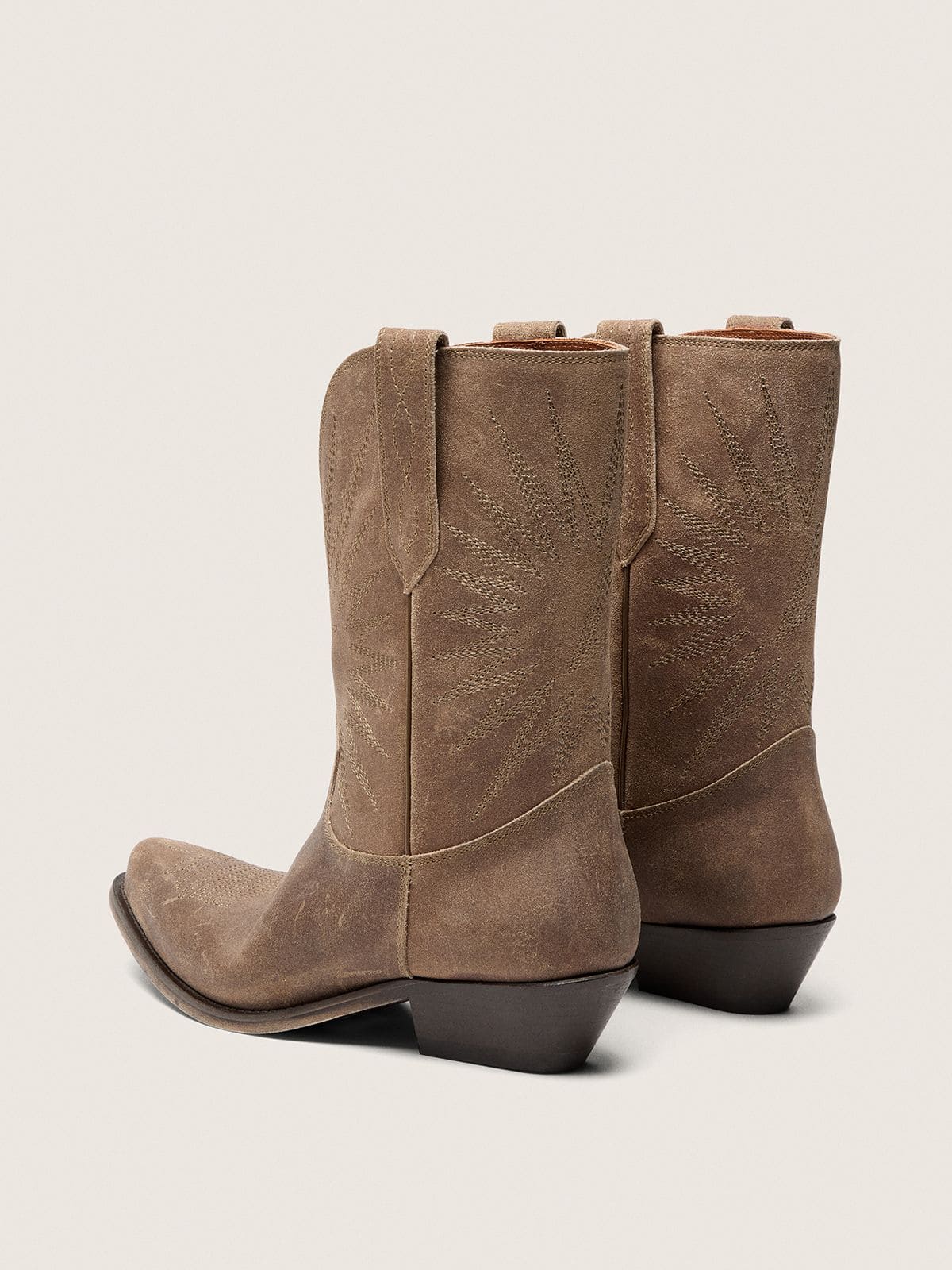 Bottes basses Wish Star pour femme en cuir velours gris avec étoile brodée