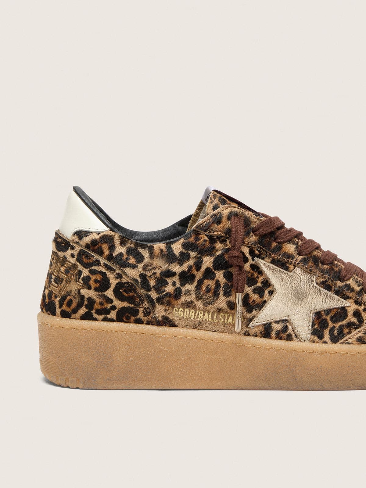 Women's Ball Star in leopard-print pony skin with platinum leather star ...