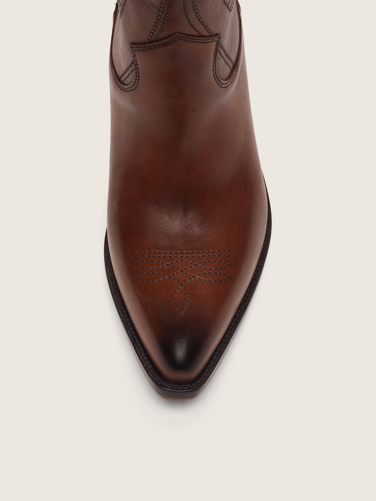 Women's high Wish Star boots in brown leather with floral embroidery