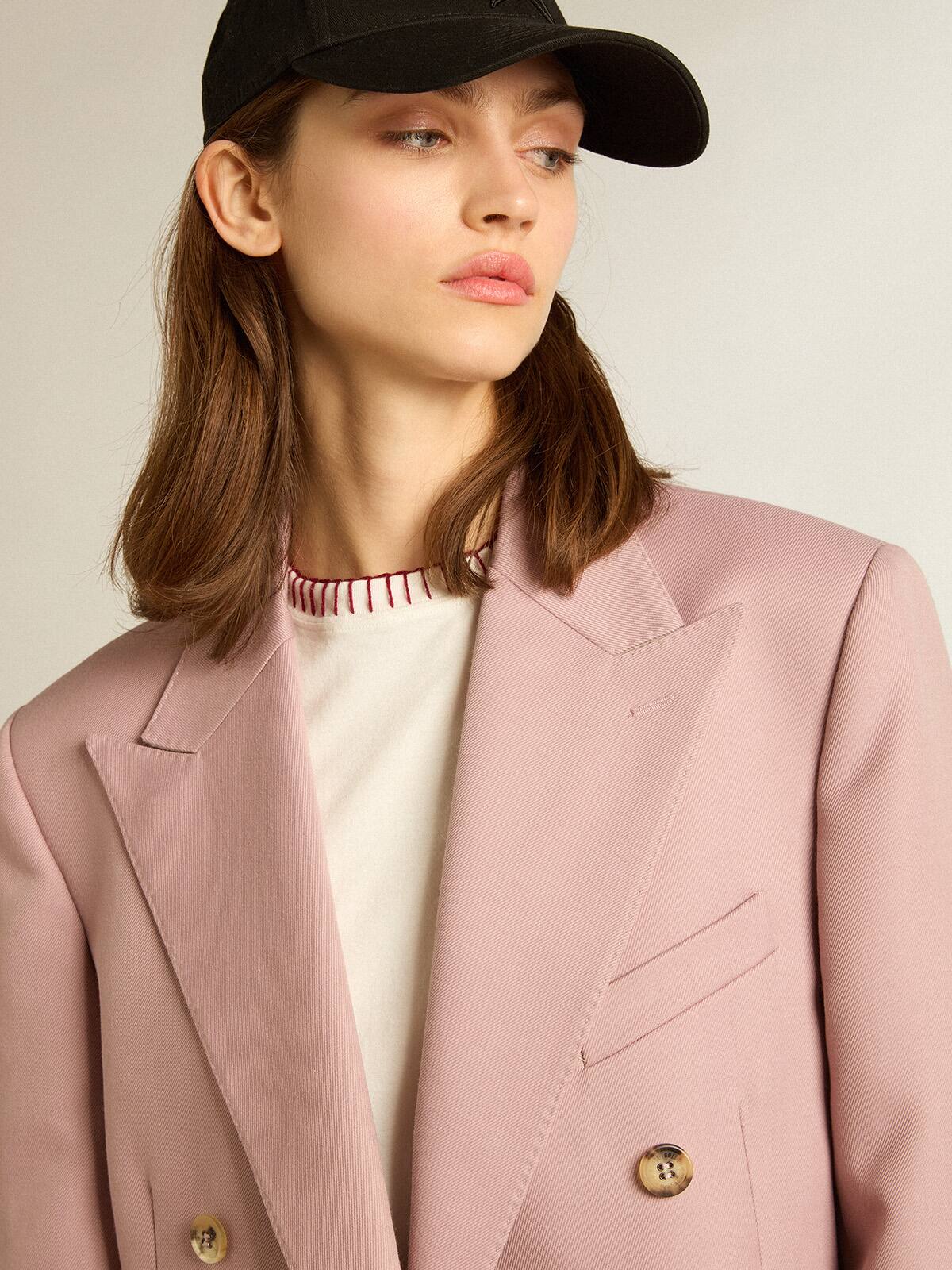 Double-breasted blazer in pink tailoring fabric | Golden Goose