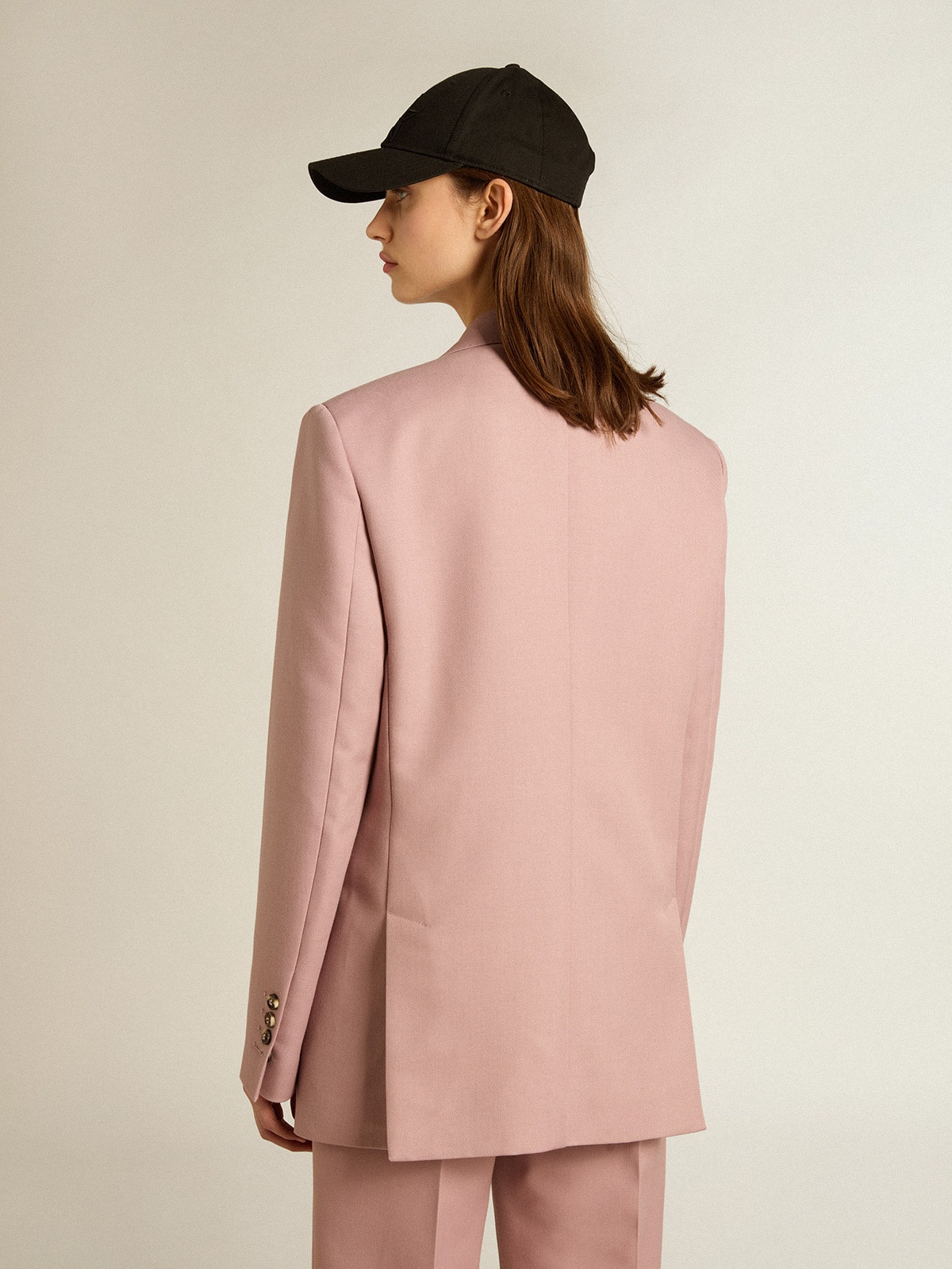 Double-breasted blazer in pink tailoring fabric | Golden Goose