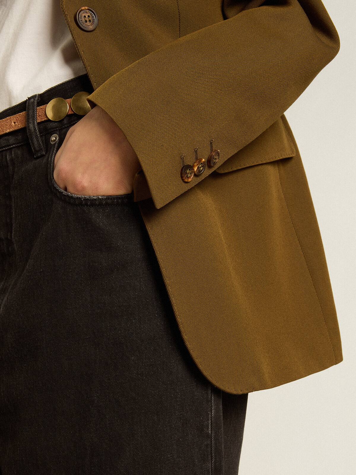 Single-breasted jacket in beech-colored wool with horn buttons | Golden ...