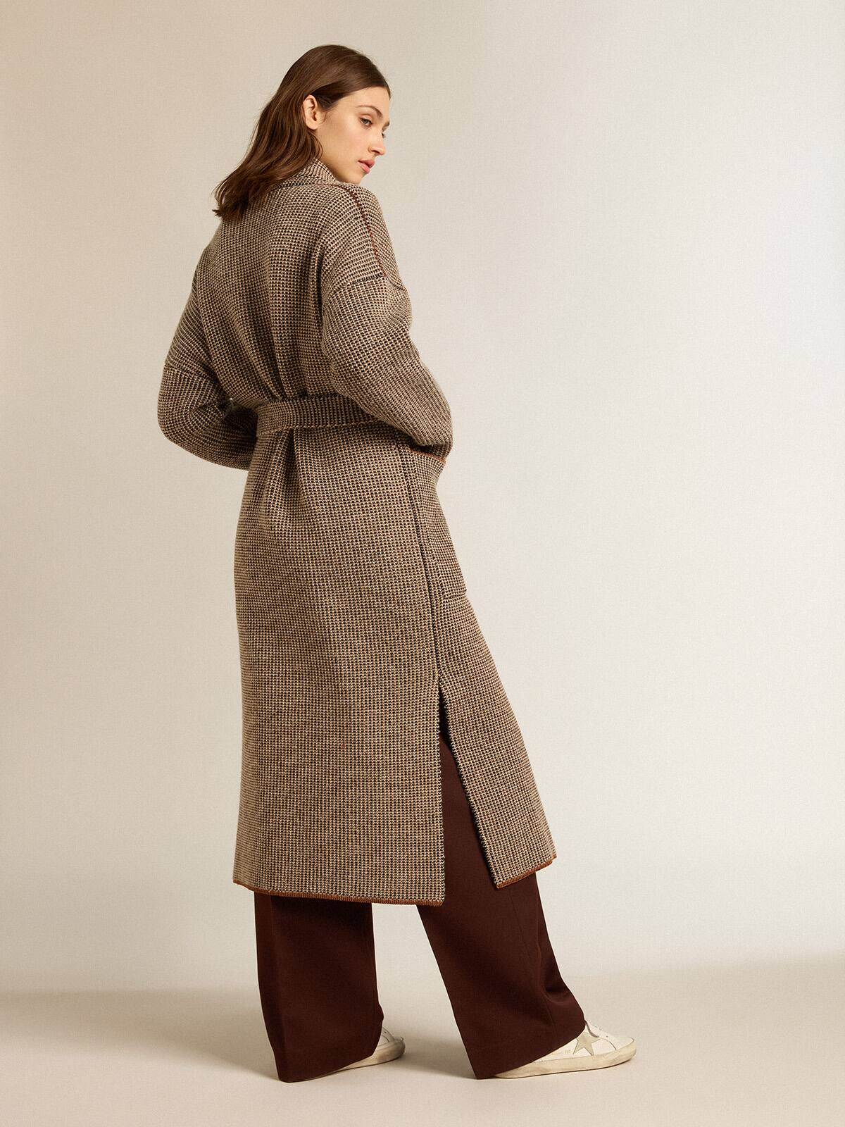 Long brown cardigan with belt | Golden Goose
