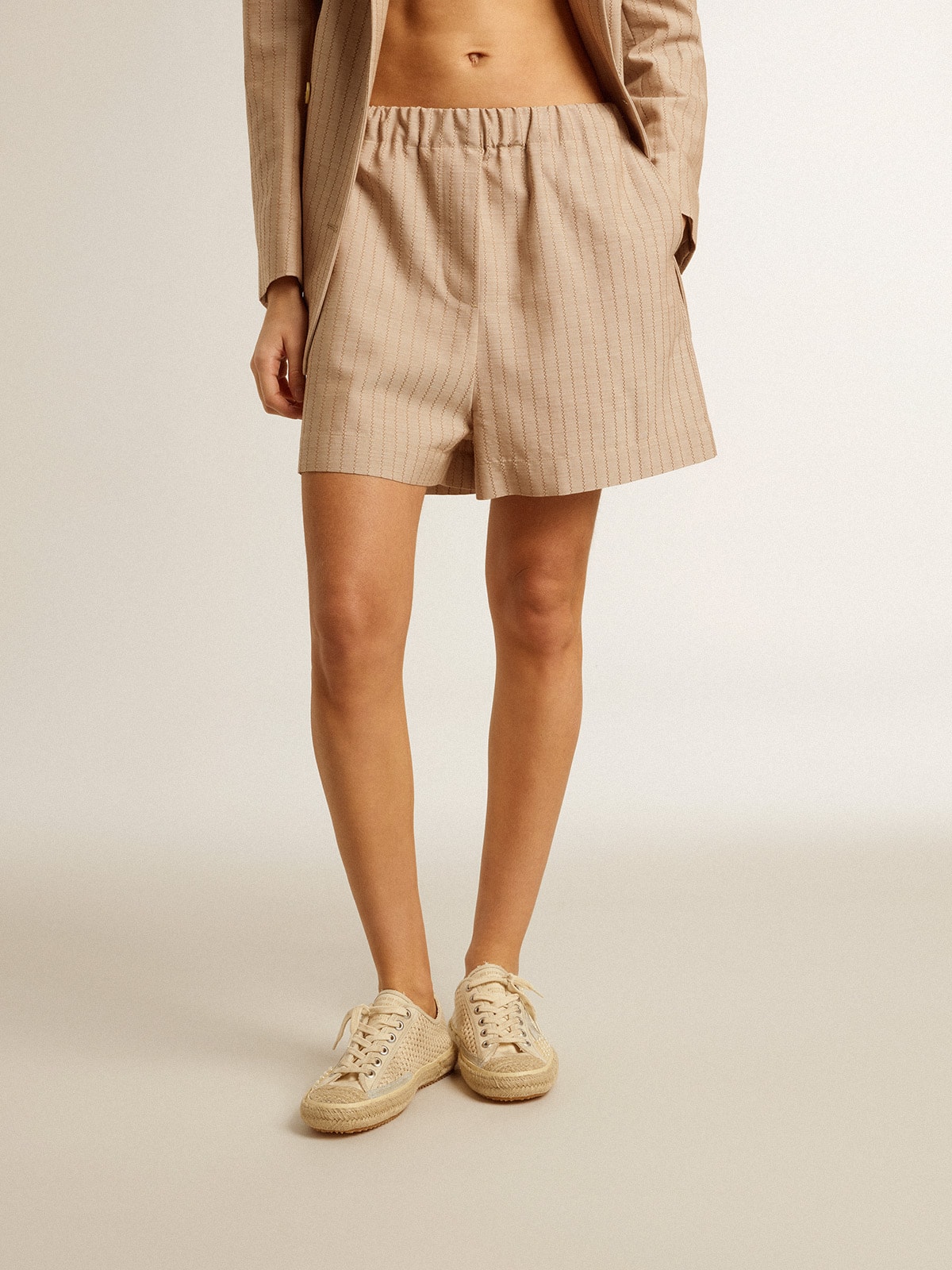 Dark beige shorts with back pocket | Golden Goose